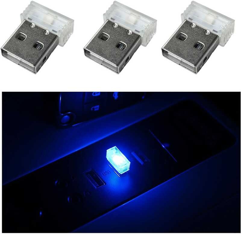 mini Suvnie 3PCS USB car lights, plug-in 5V indoor ambient lighting kit ...