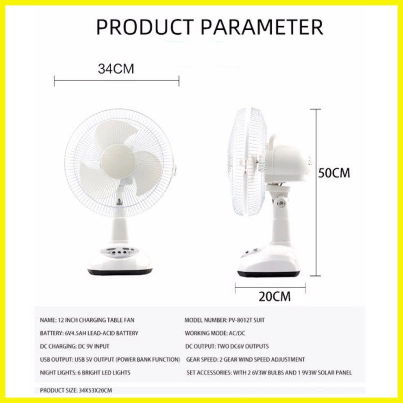 GD-8016 GDLITE Solar Rechargeable Electric Fan Solar Rechargeable ...