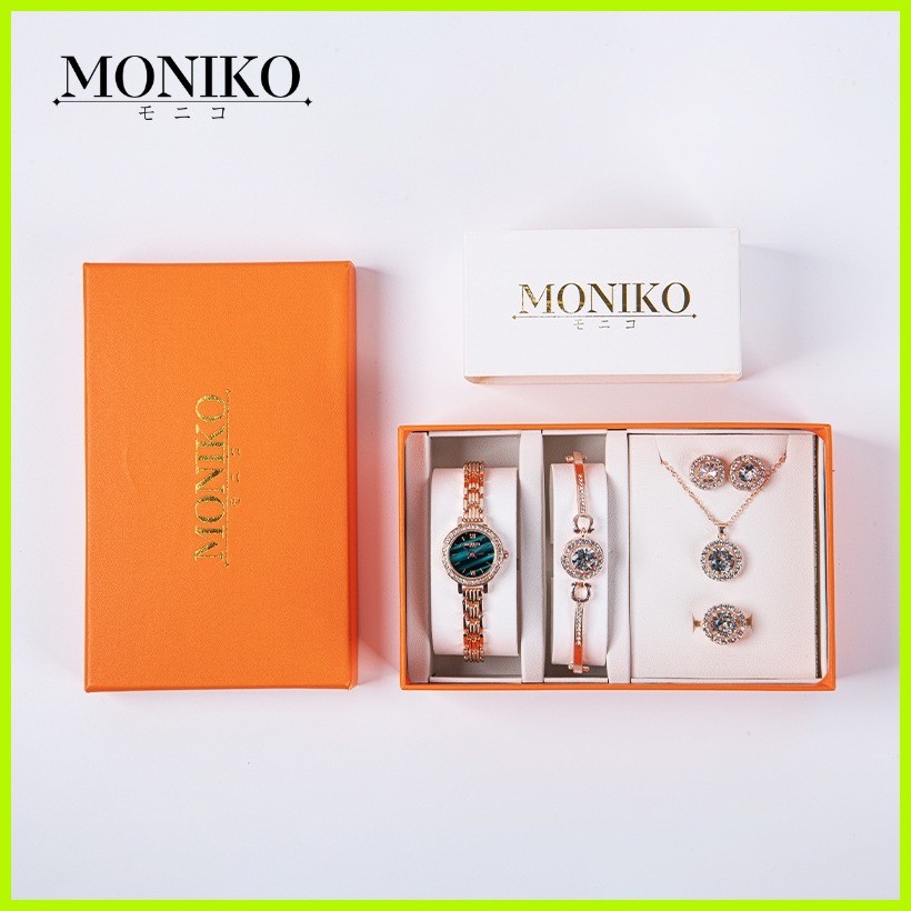 MONIKO Free shipping Luxury watch & jewelry set Best gift with box and flower | Shopee Philippines