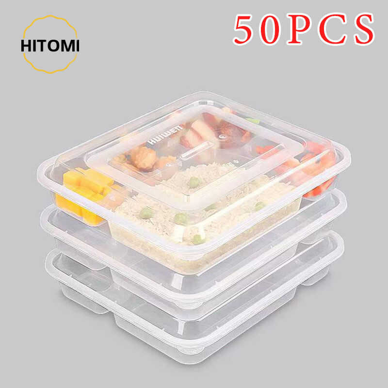 50Pcs Bento Box Disposable Transparent Microwavable Healthy Plastic ...