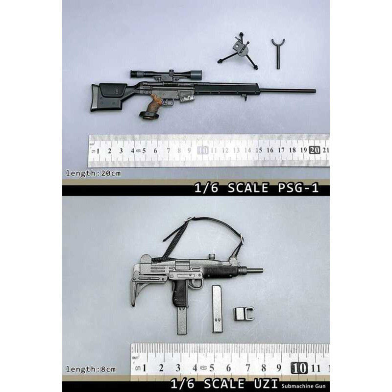 Scale 1/6 Soldier UZI Subhine Gun/-1 Sniper Rifle 12Inch Action Figure ...