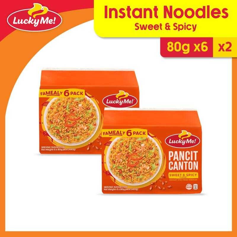 Lucky Me Pancit Canton Instant Noodles Sweet And Spicy Multipack 80G X 6 X2 A4e | Shopee Philippines