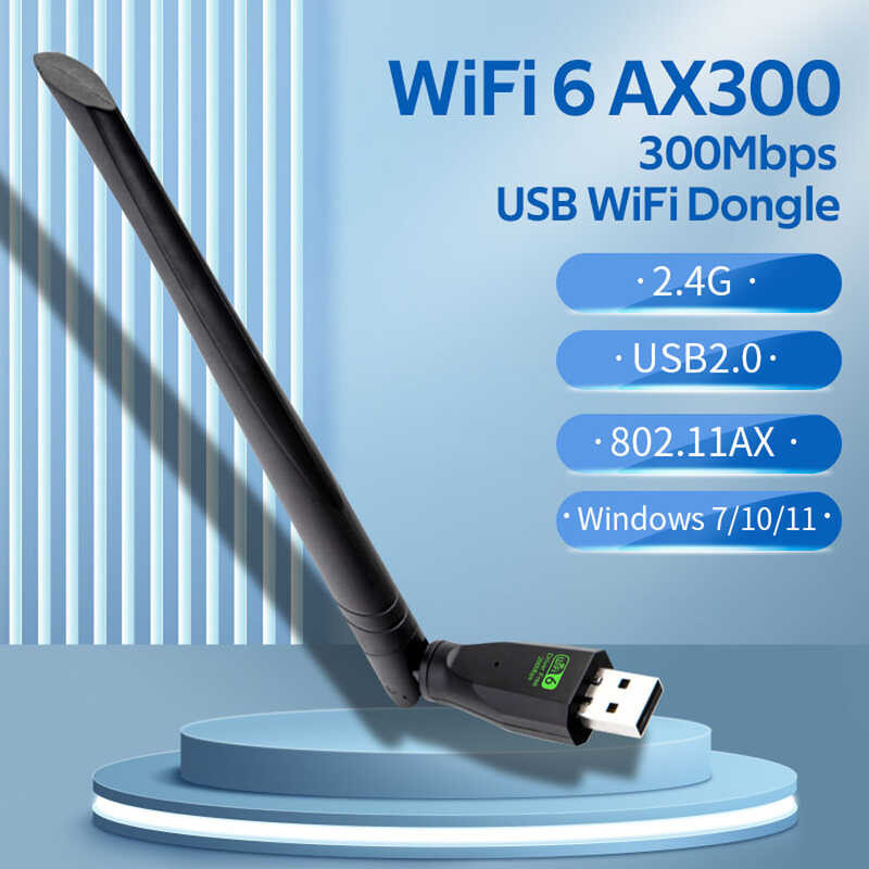 WIFI 6 802.11Ax USB Wifi Dongle Wireless Adapter Network Card 2.4Ghz 5Bdi Antenna For PC Laptop ...