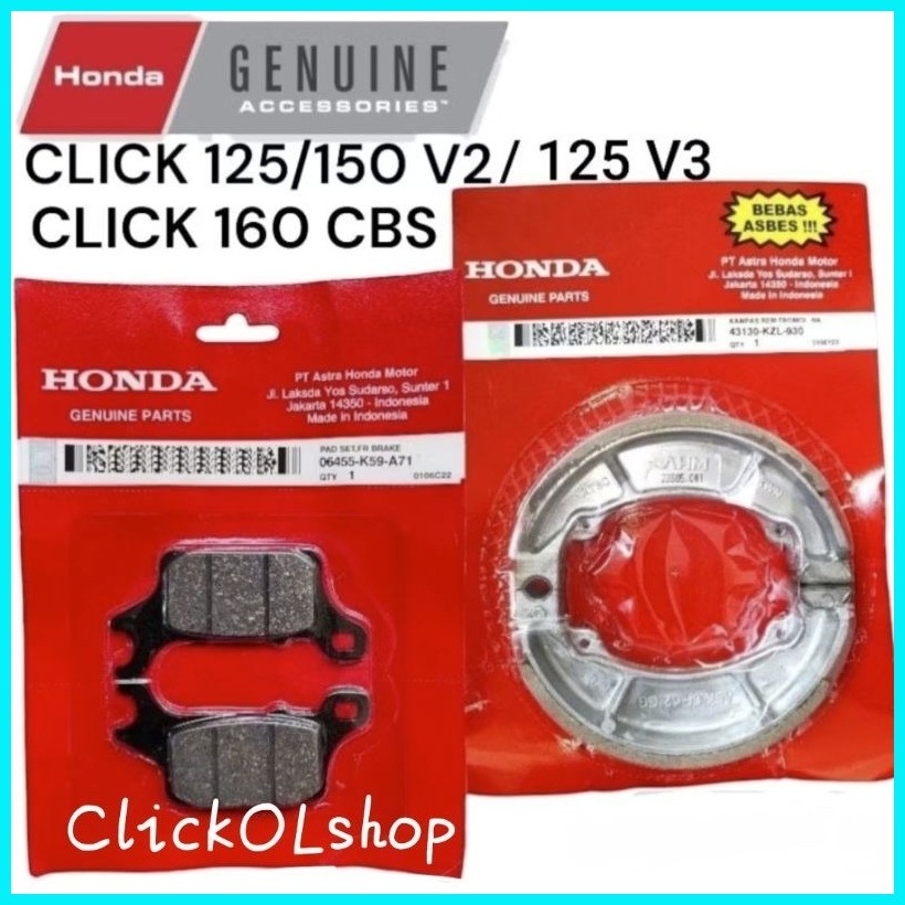 HONDA CLICK BRAKE SHOE, BRAKE PAD 125 V2 V3 | 150 V2 | 160 CBS | Shopee ...