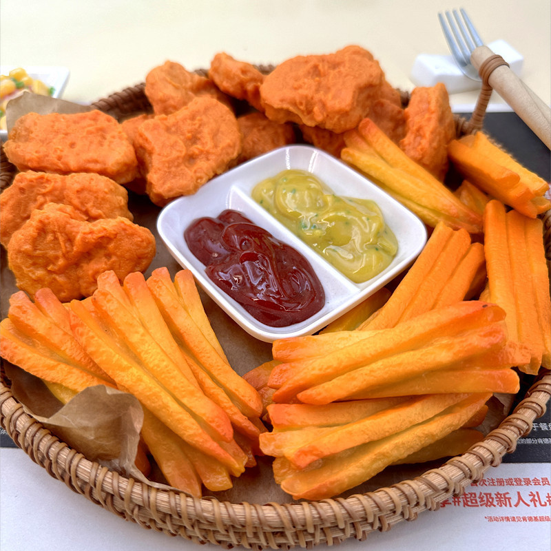 Realistic Artificial Fried Chicken Fake French Fries Food Model Fast ...