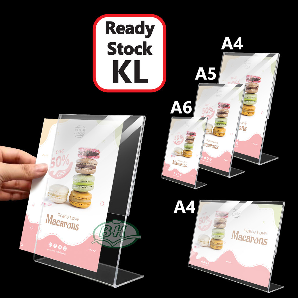 A4/A5/A6 Display L-Stand Acrylic/ Transparent Card Stand/ Paparan For ...