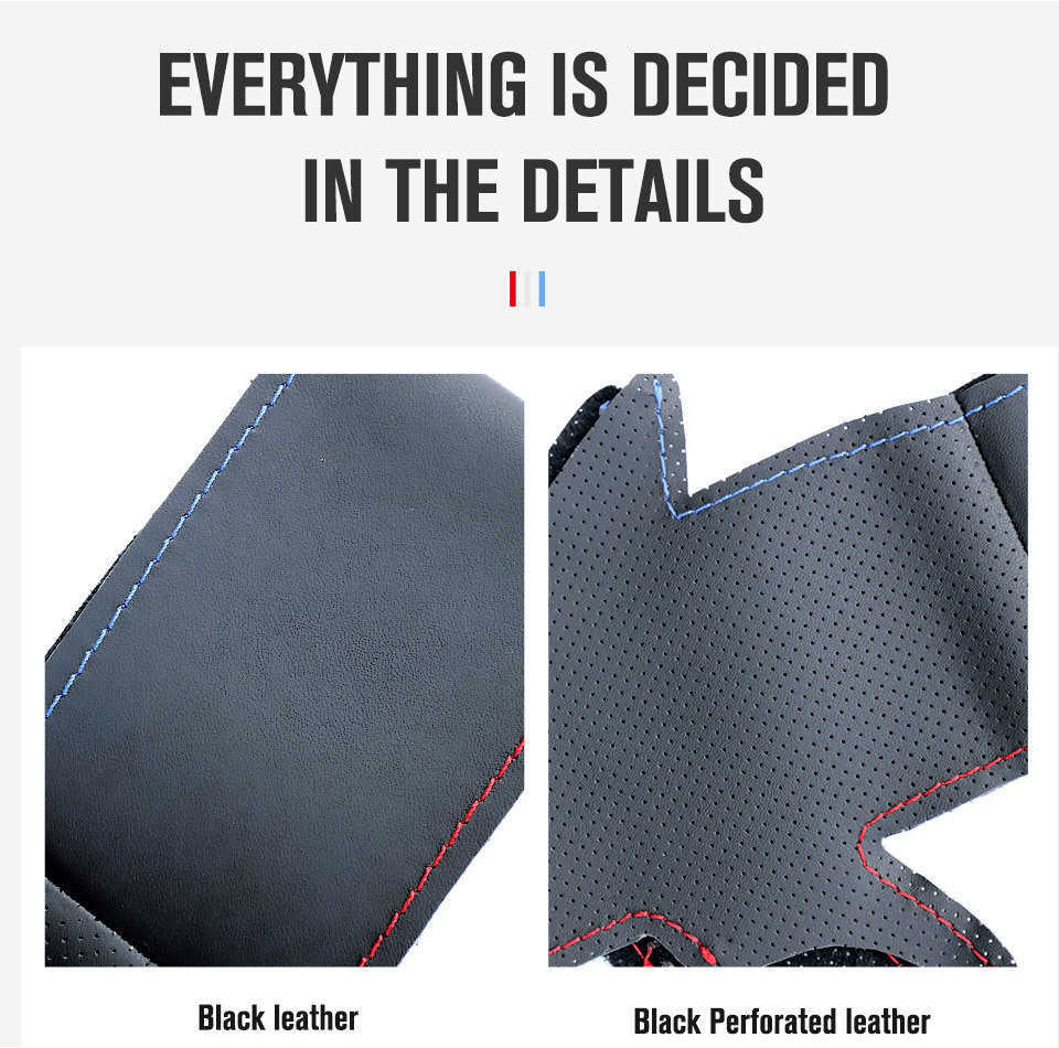 Hand-stitched Black PU Artificial Leather Car Steering Wheel Cover for ...
