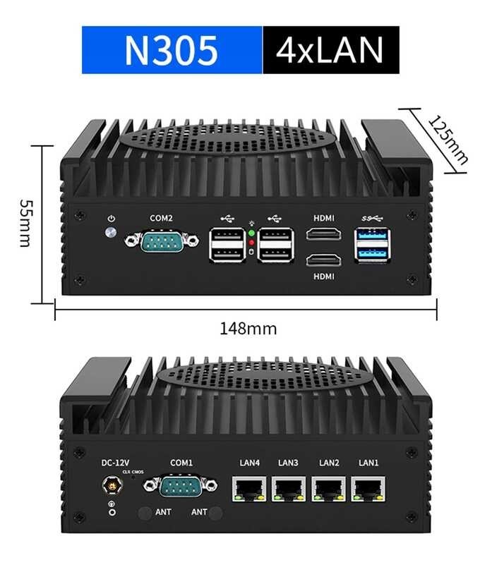 4X I226-V 2.5G Firewall Mini PC 12Th Gen Intel I3 N305 N100 Soft Router ...
