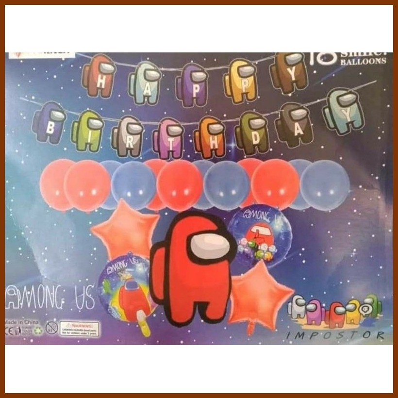 new among us birthday theme (banner, balloon, cup, lootbag, poster ...