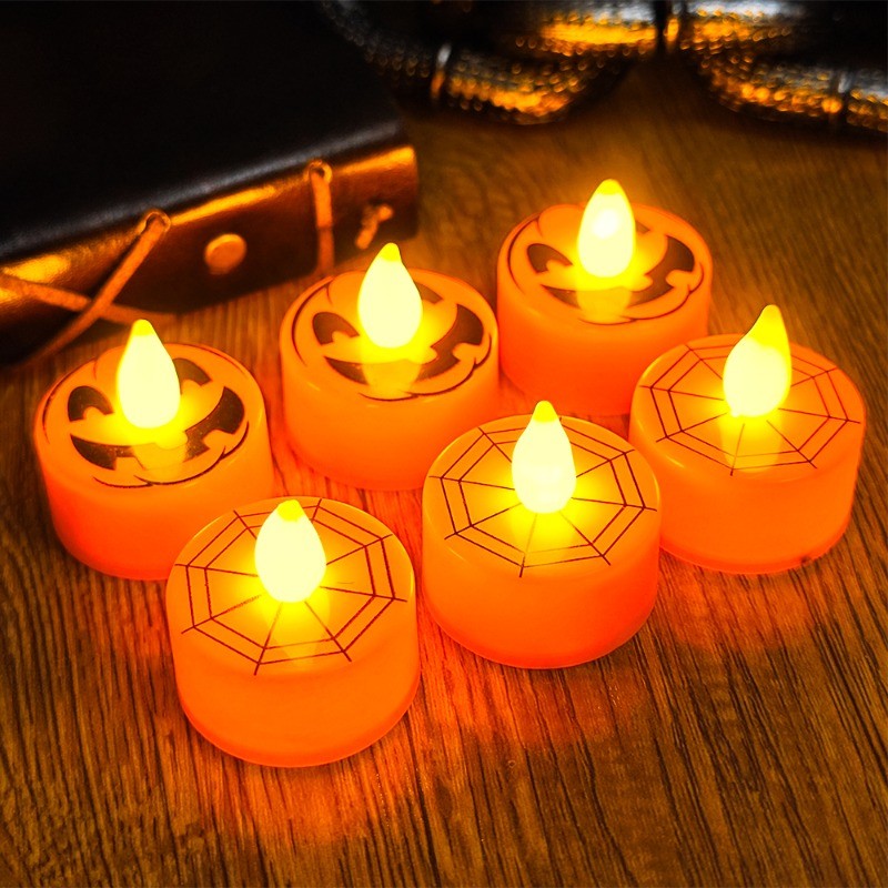 1/2/4Pcs Halloween Pumpkin Candle Lamp - Mini Horror LED Decor Light ...