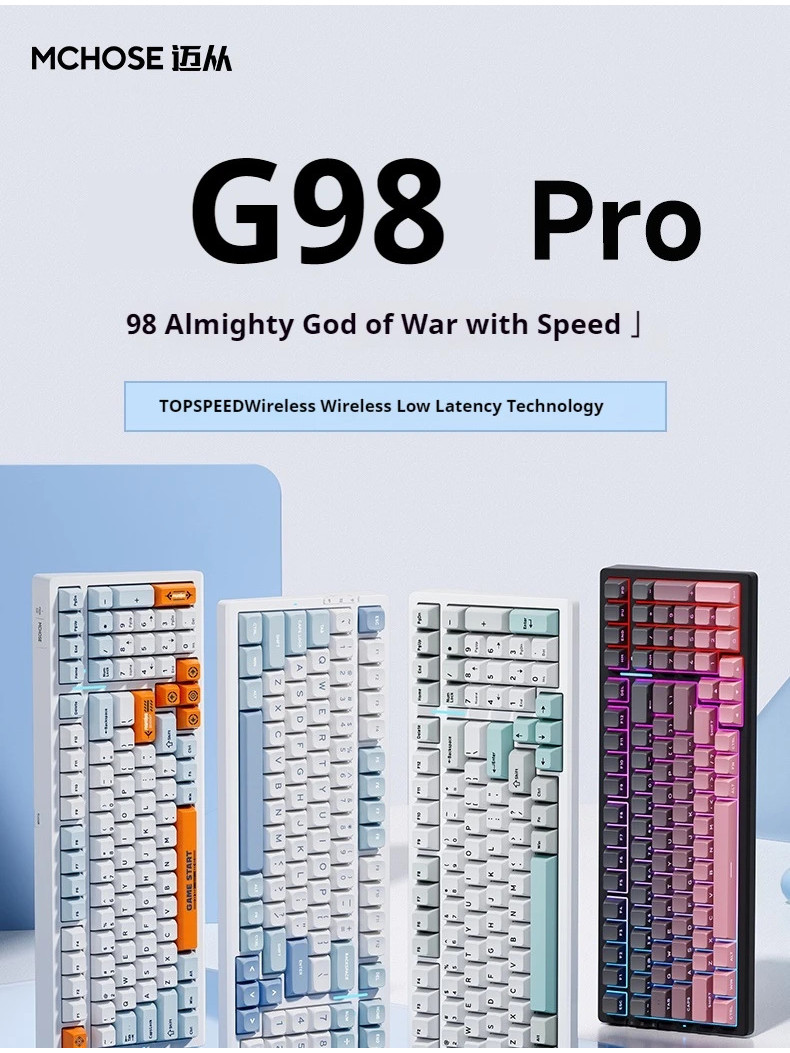 MCHOSE G98PRO Mechanical Keyboard Tri-mode Wireless Hot Swap 99keys Gasket Structure Customized ...
