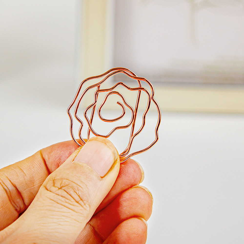 10Pcs Creativity Metal Rose Paper Clips Students Reading Bookmark Clips ...