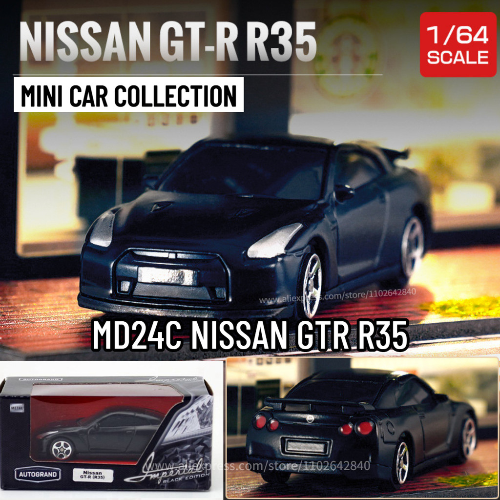 1/64 scale mini car model, Nissan GTR R35 black replica mini art car ...
