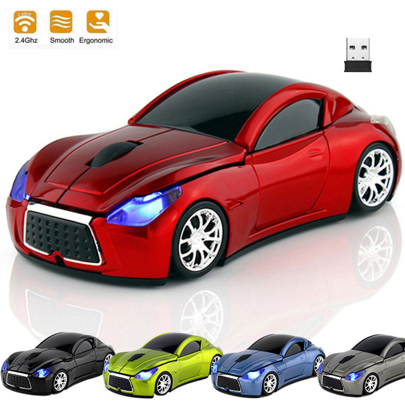 Sports Car Wireless Mouse Ergonomic with USB Receiver Battery Optical ...