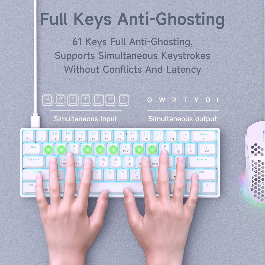 Zeus 61 Key Wired Type C Mechanical Keyboard With Blue Switch RGB ...
