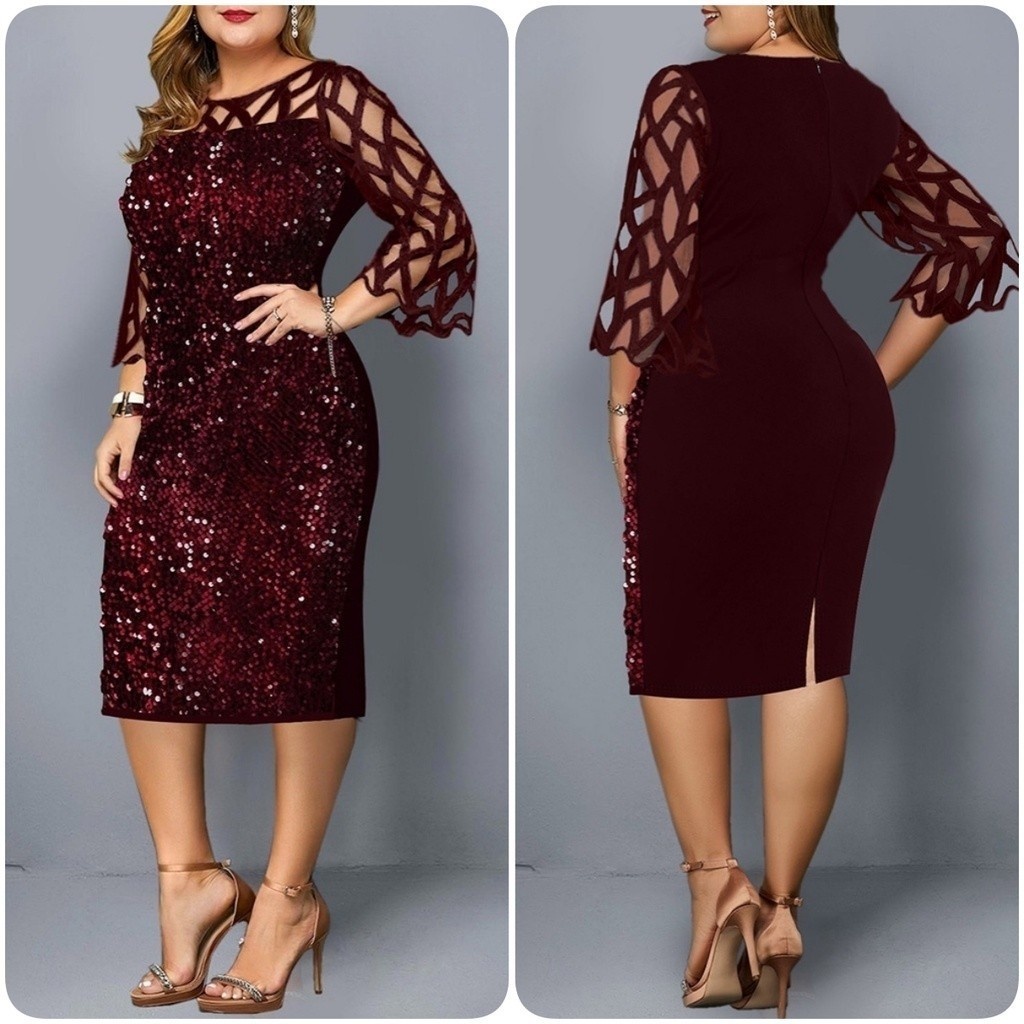 【Ship From Manila+COD】Plus Size Evening Gown 2024 - Elegant Sequin ...