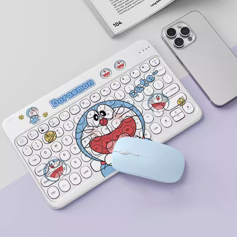 10 inch Cute Doraemon Keyboard and Mouse Set Sanrio Kuromi Wireless ...