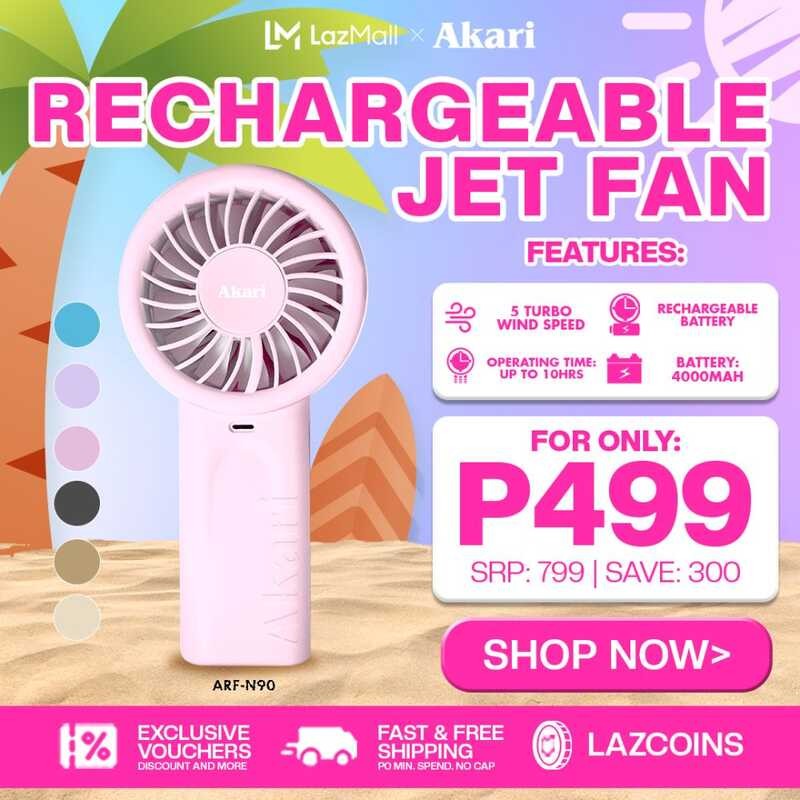 Akari Compact Portable Handheld Rechargeable Fan With 5 Turbo-Speed ...