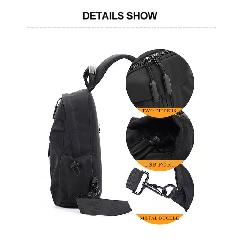 COD USB Charging Chest Bag for Men Waterproof Travelling Bag Shoulder ...