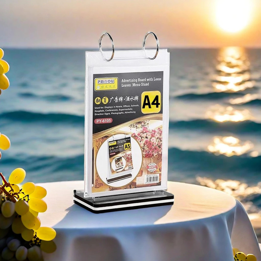 ♞A4 flip card Transparent leaflet display menu price card billboard ...