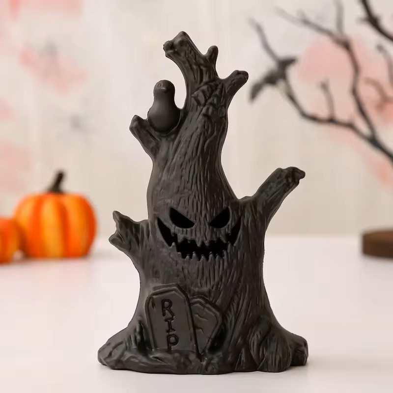 Halloween Spooky Pumpkin Ghost Tree Stump Desktop Ornaments Home Decor ...
