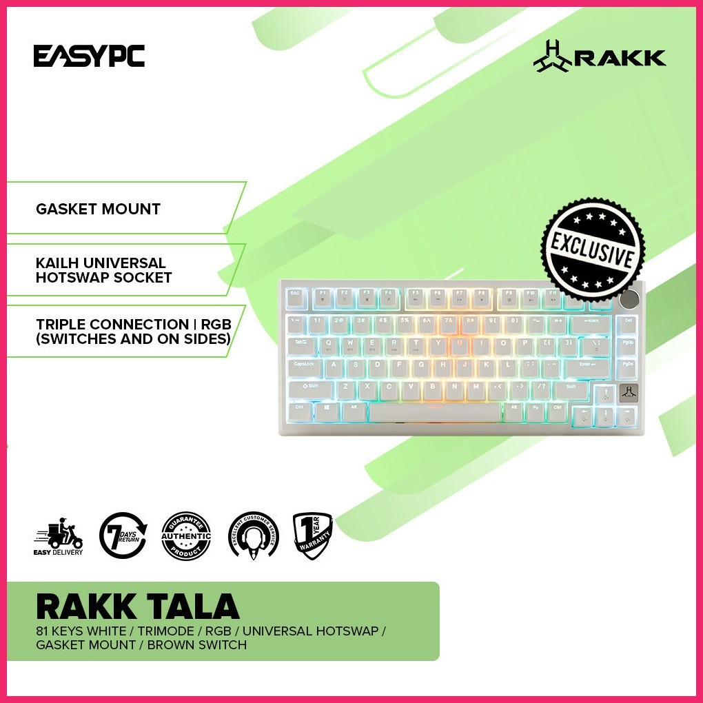 ⊙ ♙ EasyPC| RAKK TALA 81 Keys Trimode wireless mechanical Keyboard| RGB ...