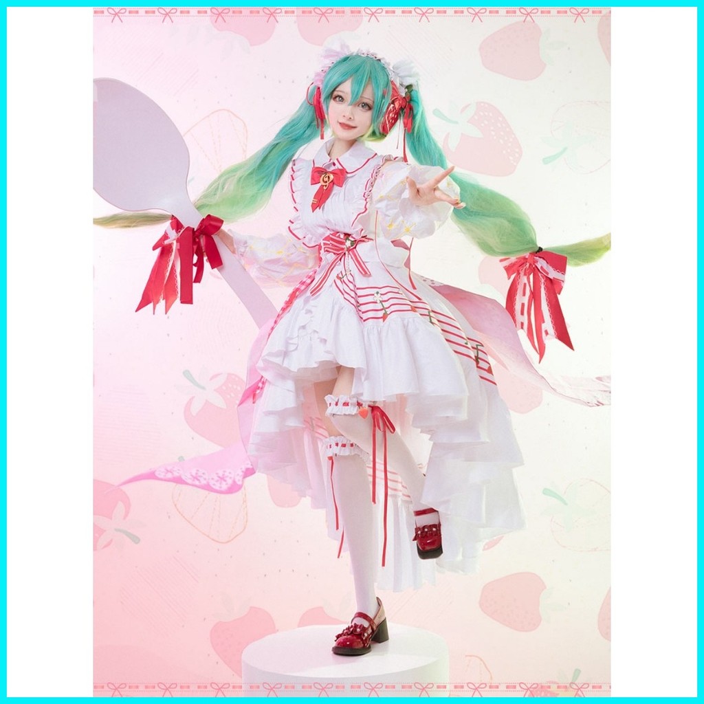 Hatsune Miku Cosplay 15th Anniversary Figure Strawberry Cosplay Costume ...