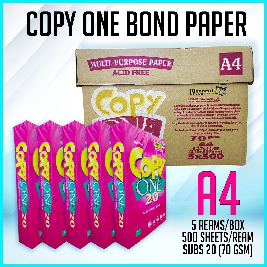 1Box COPY ONE Bond Paper 70gsm (Short - A4 - Long) | Shopee Philippines