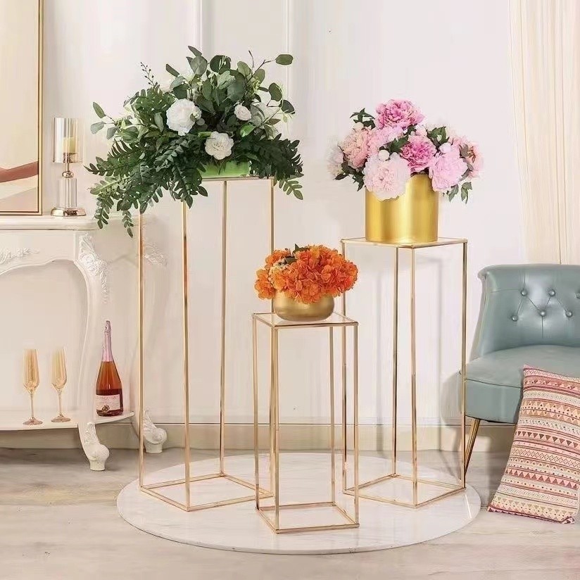 4pcs Iron Stool Set Besi Flower Stand for Wedding Vase Stool Bunga ...