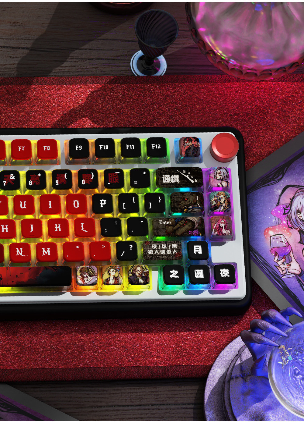 Cyberpunk Ghost Pudding Keycap MSA Profile PBT Four-sided Light ...