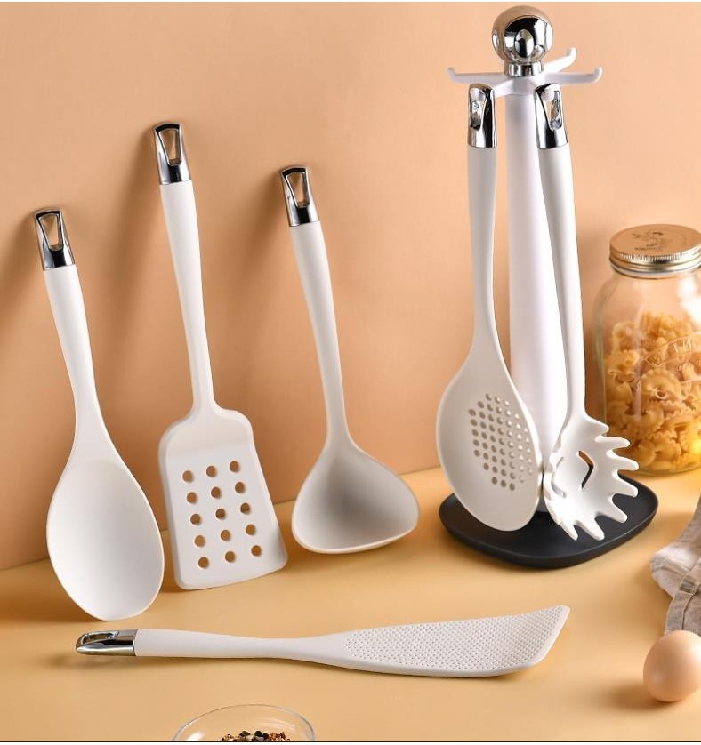 White silicone kitchenware set kitchen non stick pan cooking spatula ...