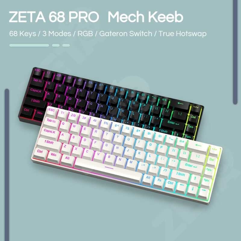 Dk68 Keyboard Wireless Mechanical Gaming Keyboard White Backlit ...