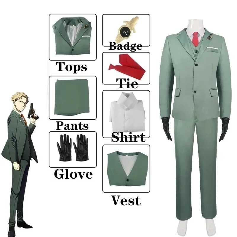 Anime Spy X Family Twilight Cosplay Green Suit Shirt Tie Full Set ...