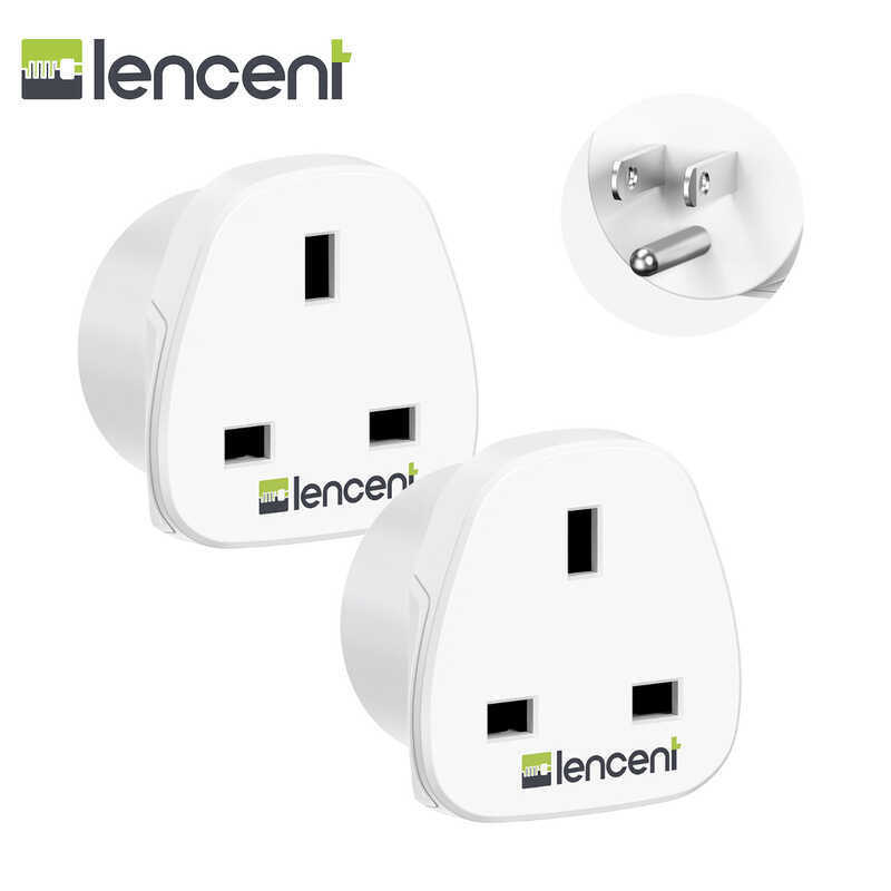 2 X LENCENT UK Plug Adapter, Grounded American Travel Adapter Para Sa ...