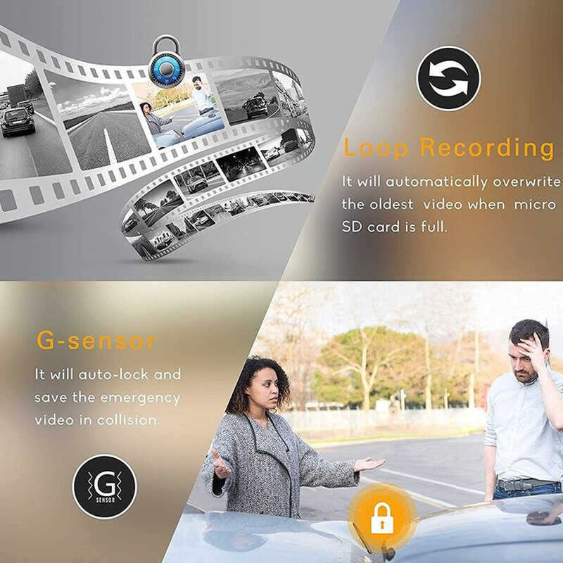 ORIGINAL QCY V20pro 1080P+1080P Dash Cam 9.66'In Touch Screen/Super ...