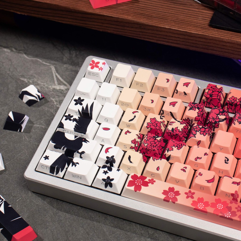 Raven Sakura Keycaps SIde Print Light through Cherry profile PBT ...