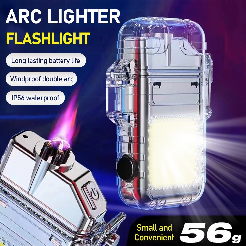ARC Lighter Flashlight Dual Arc Lighter USB Charging Electric Torch ...