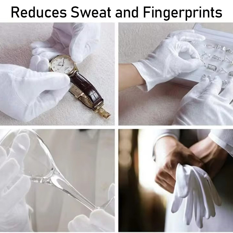 White Soft Cotton Work Gloves/High Elasticity Protective Glove/Jewelry ...
