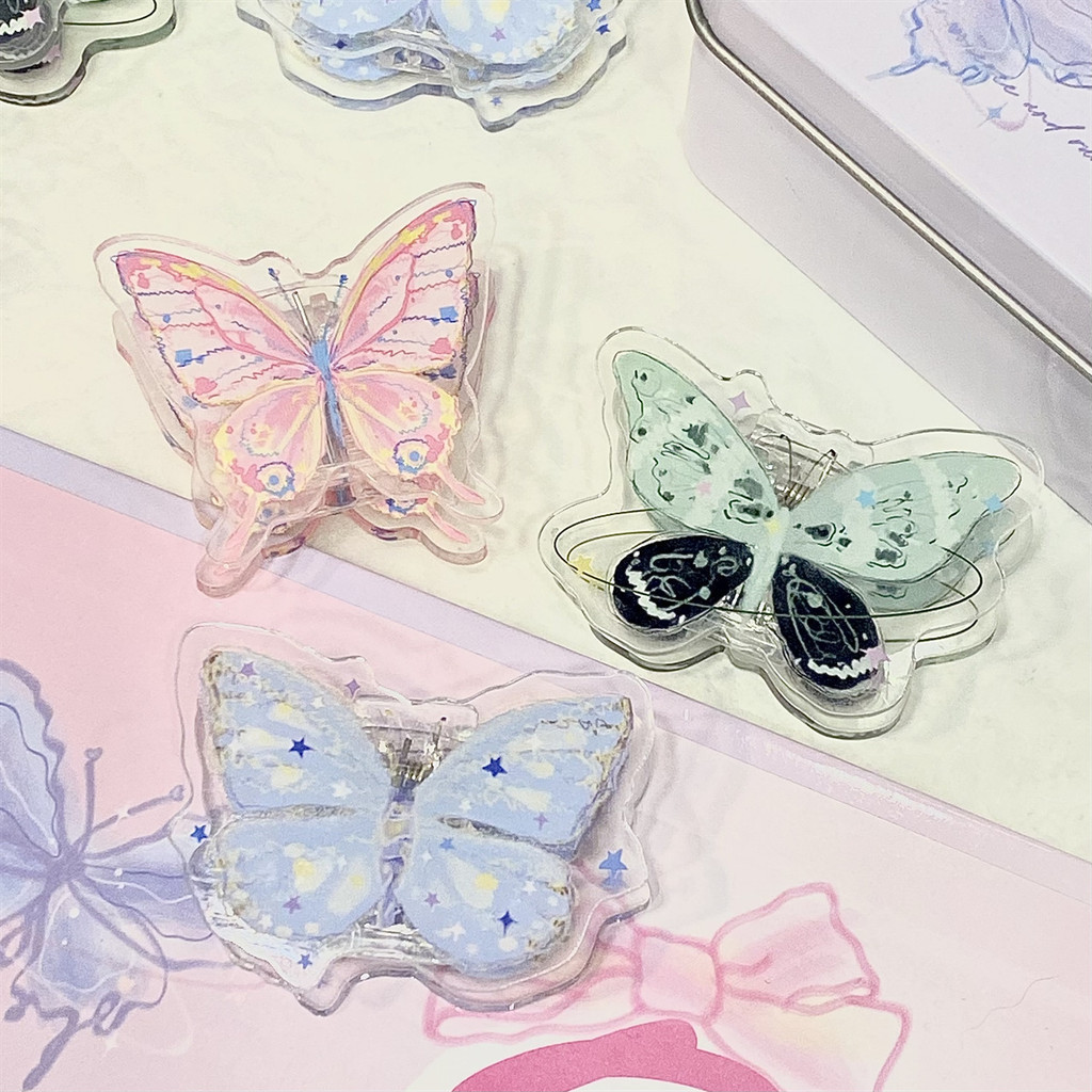 Transparent Butterfly Acrylic Paper Clips Kawaii Stationery Clear ...