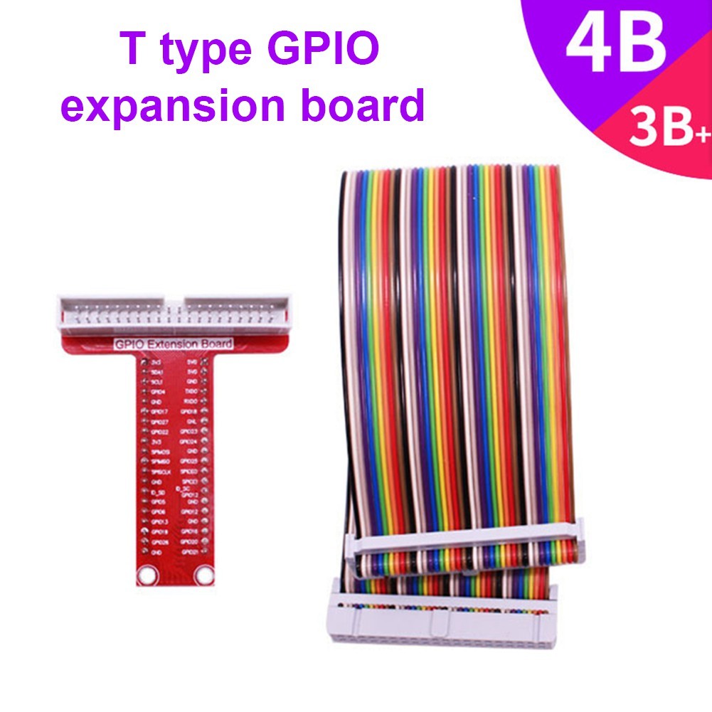 ♞sanderFor Raspberry Pi 4B 3B Plus GPIO 40 Pins Breakout Expansion Board Cable Breadboard Adap ...