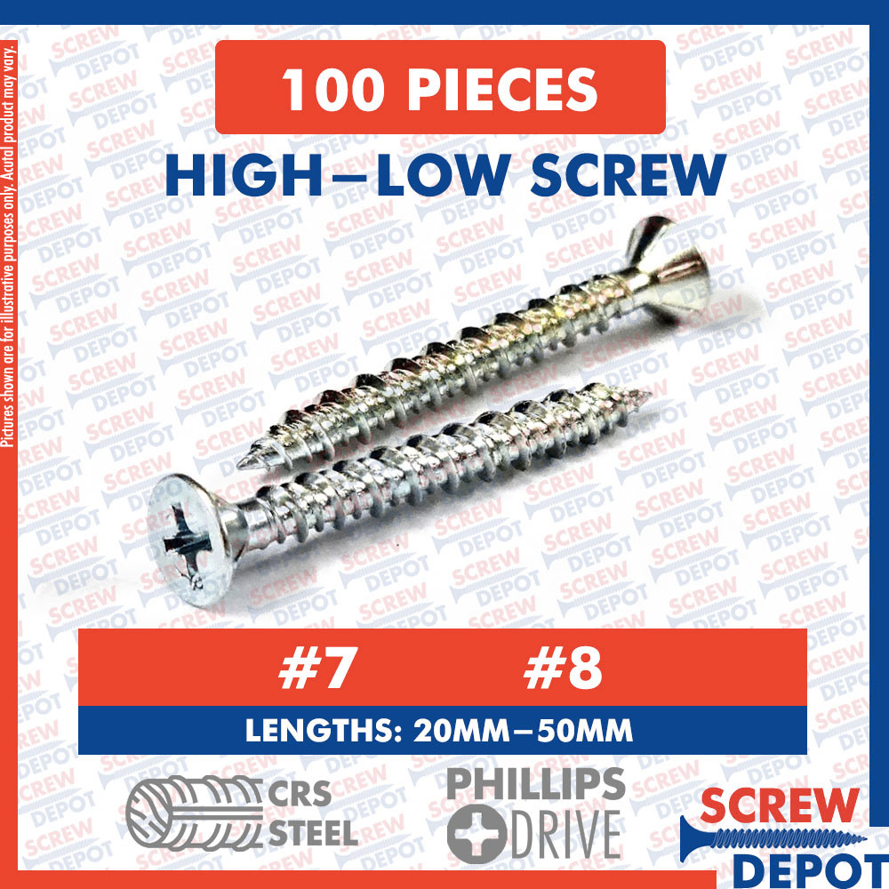100PCS #7 #8 Gypsum Hi-Lo Screw / High Low Thread / Hi Lo Pointed Wood ...