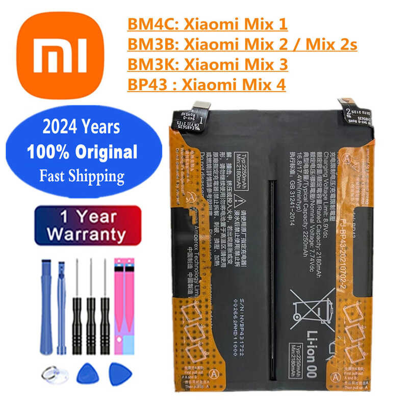 2024 Year 63f BM3B BM3K BM4C BP43 100% Orginal Battery For Xiaomi Mi Mix2 Mix2S Mix3 Mix4 Mix 2 ...