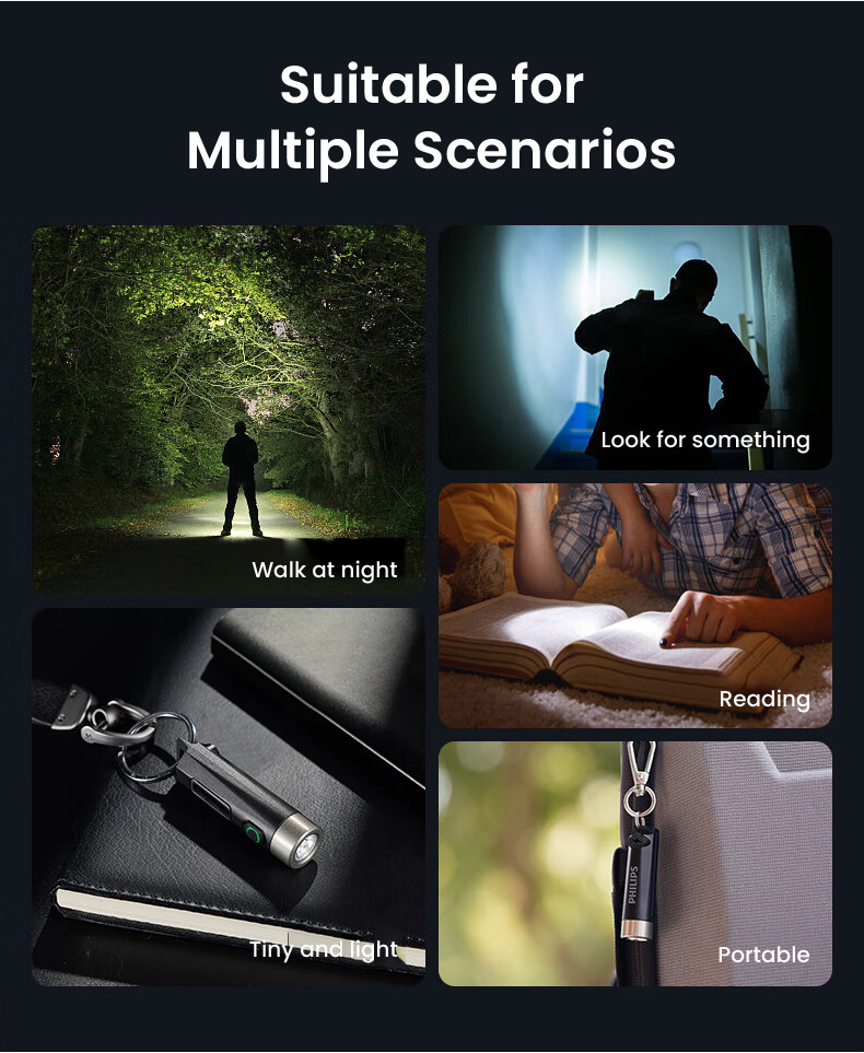 Philips SFL1211 EDC Flashlight LED Rechargeable Mini EDC Keychain ...