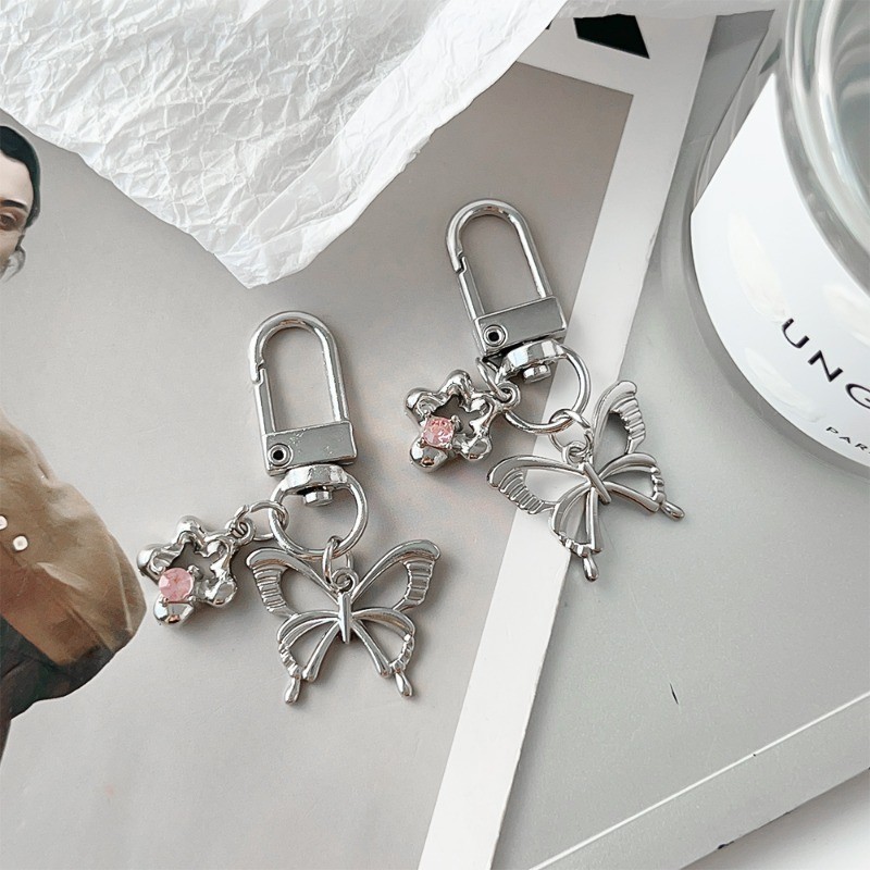 [Wholesale] Metal Butterfly Keychain - Cute Five-pointed Bow Keychain ...