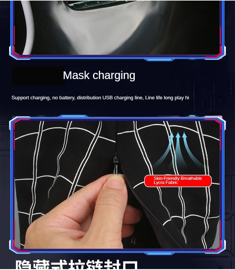 Halloween Spider-Man Headgear Electric Blinking Glowing Chin Control ...