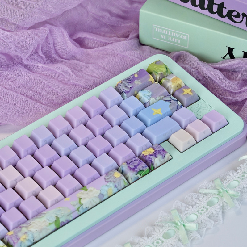 Violet Keycaps Side Print Shine Through Cherry PBT Material DYE-SUB ...