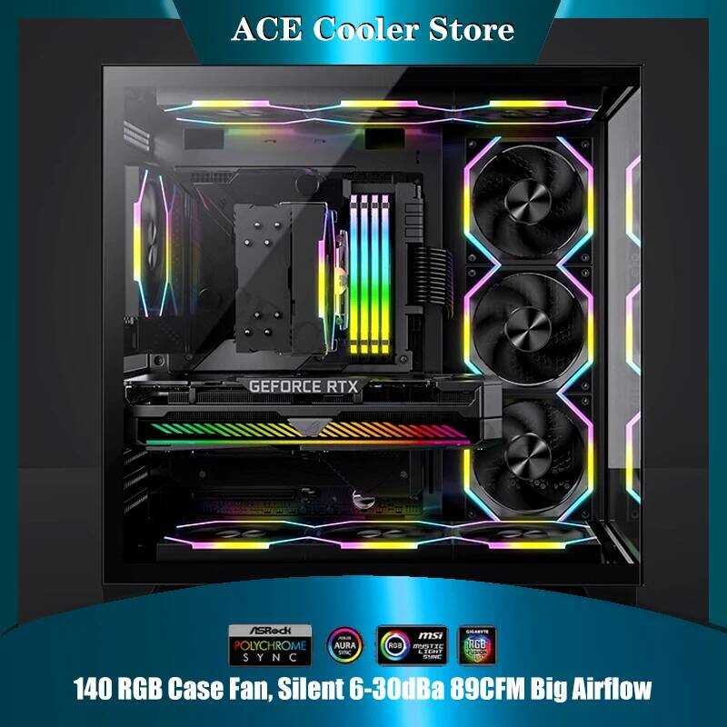 Xj 140 RGB Case Fan, Silent 6-30Dba 89Cfm Big Airw, 14Cm PC Cabinet ...