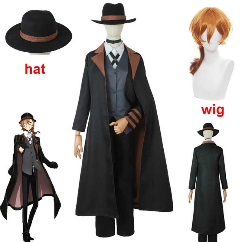 Anime Bungou Stray Dogs Nakahara Chuuya Cosplay Costume Hat Glove ...