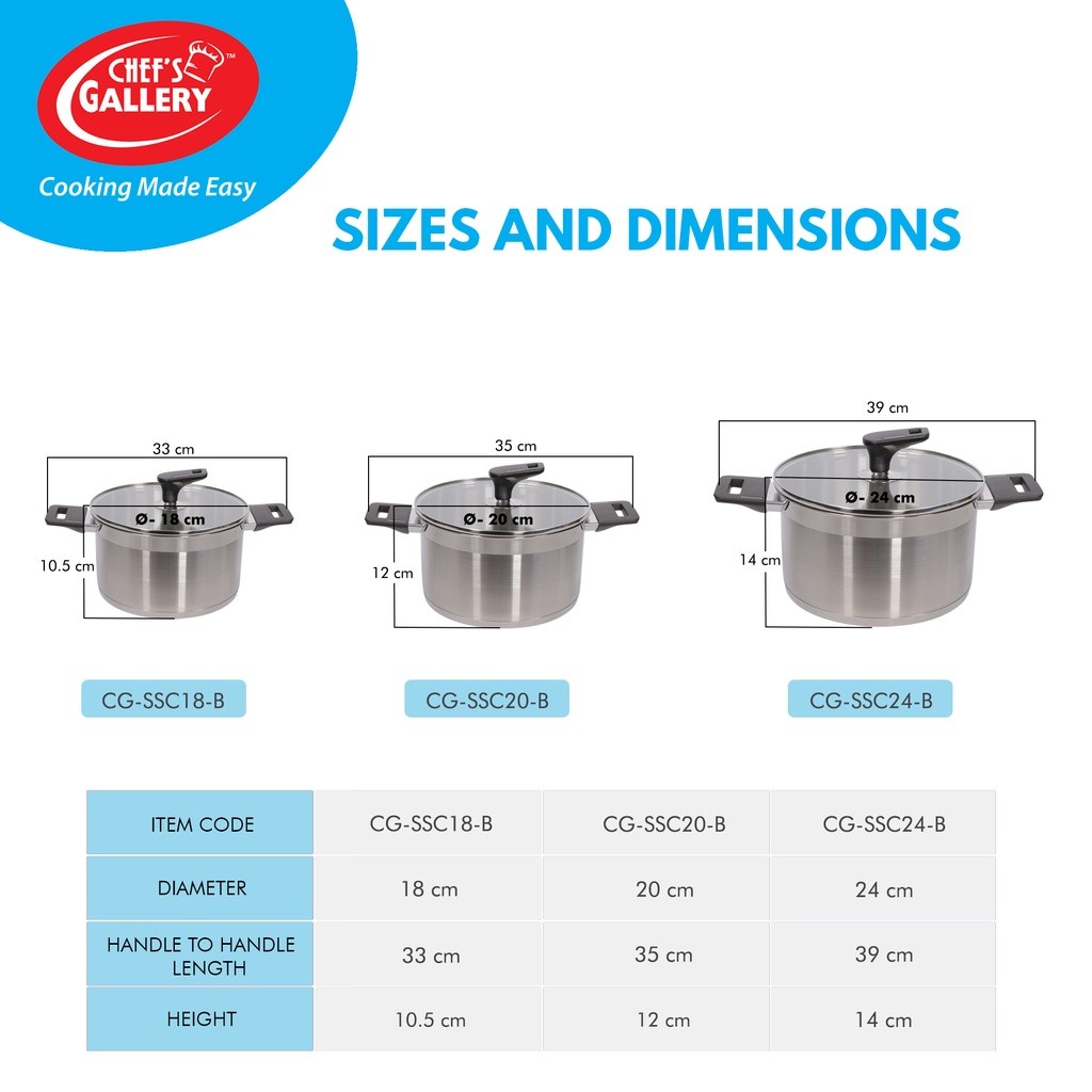 Chefs Gallery Stainless Steel Casserole w/ Glass Lid 20cm & Bakelite ...