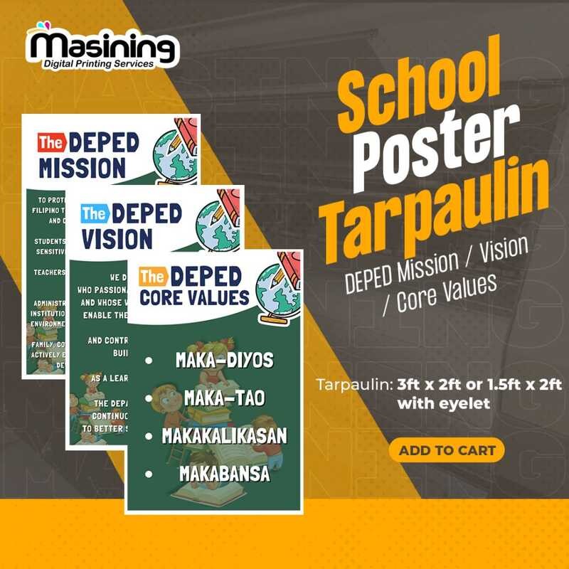 DEPED Mission Vision Core Values Poster Tarpaulin 3Ft / 1.5Ft X 2Ft 89D ...